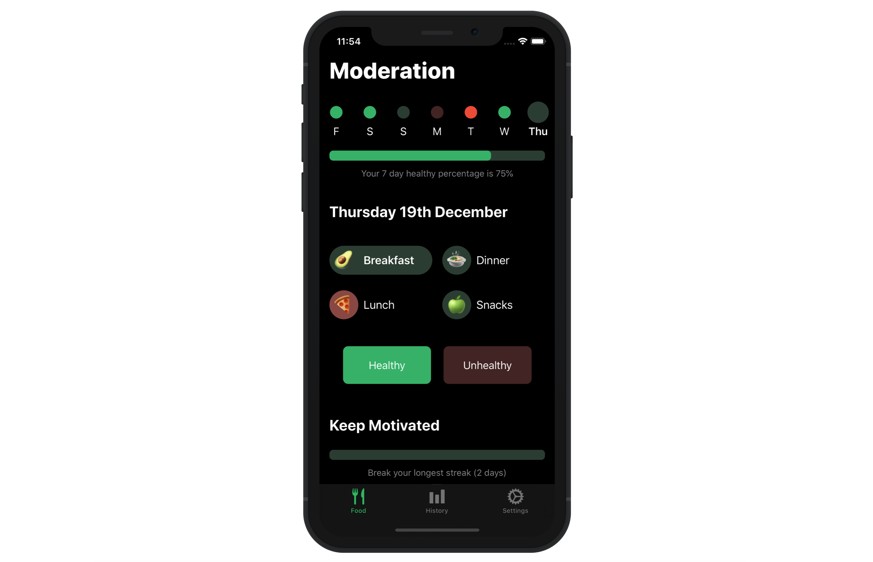 Moderation is a Simple and Easy-to-Use Food Diary